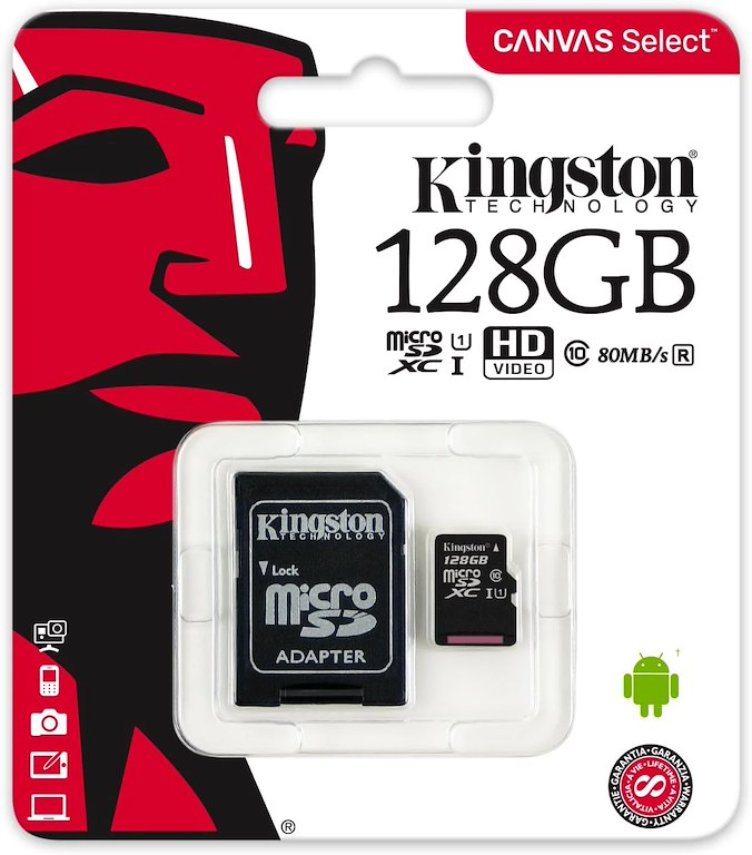 KINGSTON Memorijska kartica MicroSD 128 GB + adapter