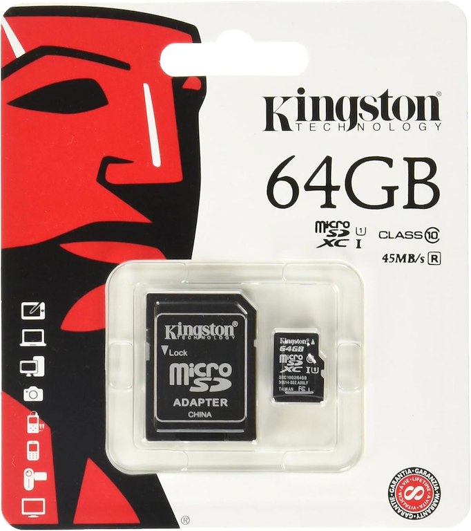 KINGSTON memorijska kartica MicroSD 64 GB + adapter