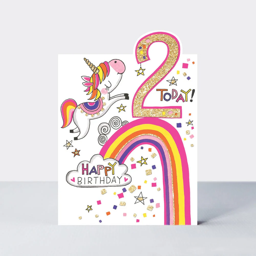 Čestitka - Age 2 girl - Unicorn
