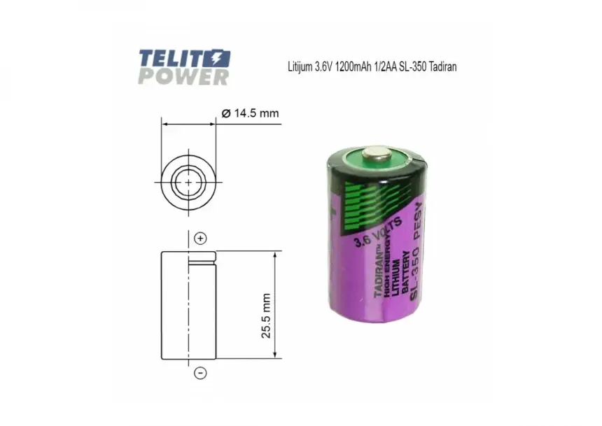 Litijum 1/2AA ( 14250 ) 3.6V 1100mAh SL-350 TADIRAN