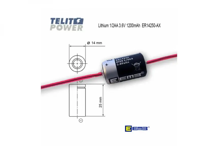 Litijum 1/2AA 3.6V 1200mAh ER14250-AX EEMB