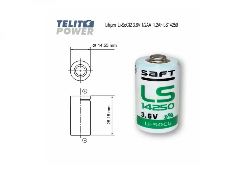 Litijum 1/2AA 3.6V 1200mAh LS14250 SAFT
