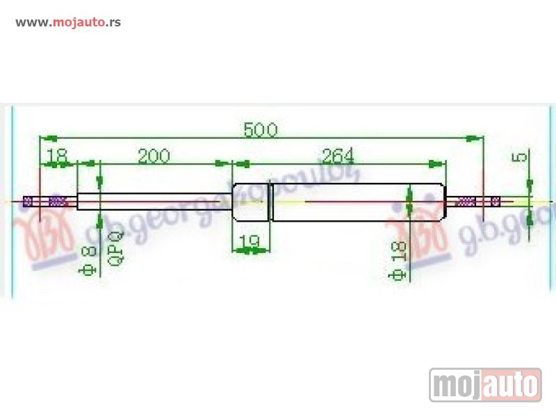 AMORTIZER GEPEK VRATA (500L-480N) Vw golf i 77-83 -nedostupno