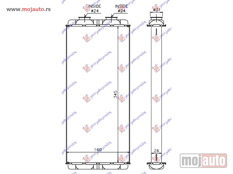 GREJAC KABINE (345x160x26) Mercedes atego 97- -dostupno