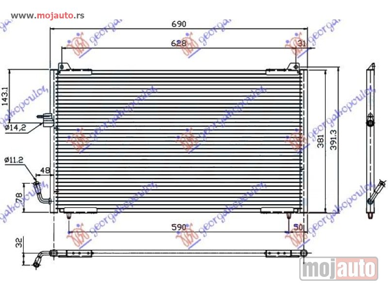 HLADNJAK KLIME BENZIN/DIZEL (650x380) 99- Peugeot 406 coupe 96-05 -dostupno