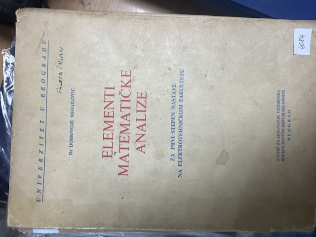 Elementi matematicke analize /dr mihailovic dobrivoje