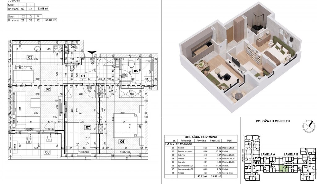 NOVI SAD - TELEP - 53. 67 m2