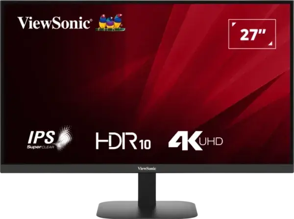 VIEWSONIC Monitor 27 VA2708-4K-HD, 3840 x 2160, 4K UHD, IPS, 4ms, 60 Hz, 2 x HDMI, DP, HDR10, Crni
