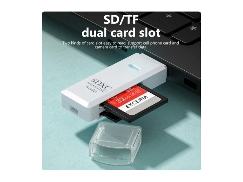 Citac Micro i SD kartica. Beli. 2 u 1