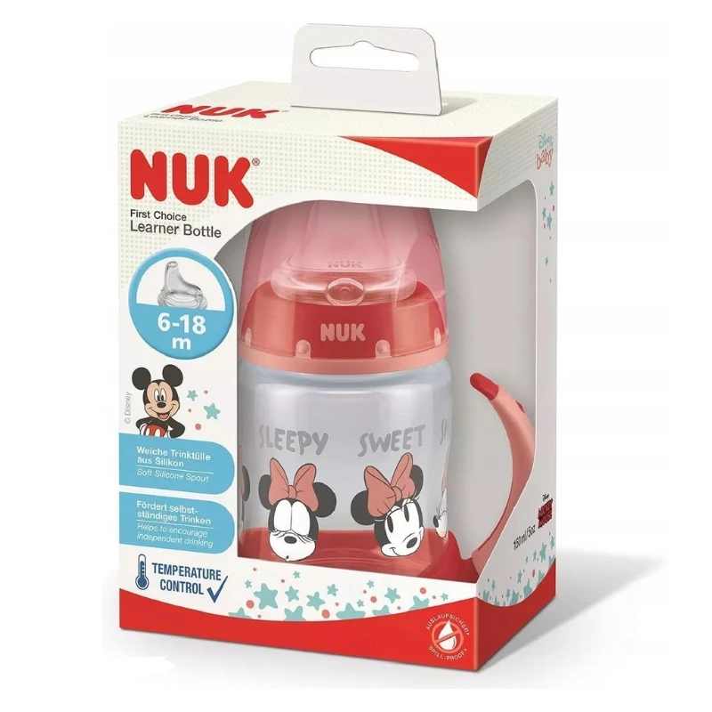 Nuk flašica za učenje sa ručkama Minnie 150ml, 6-18m