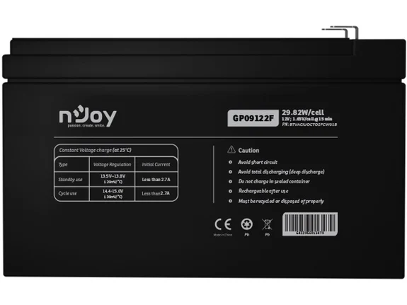 nJoy Baterija za UPS 12V 9Ah (BTVACIUOCTO2FCW01B) GP09122F