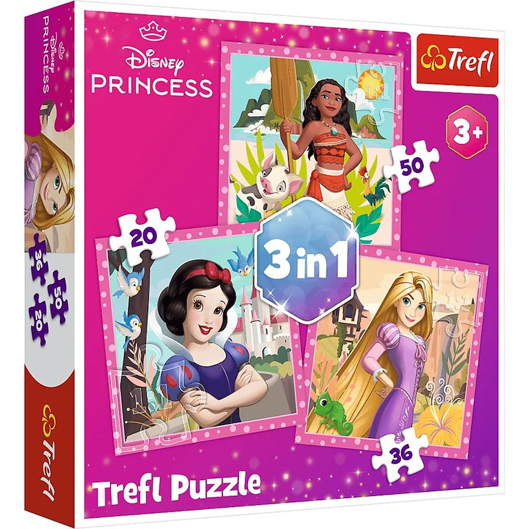 Trefl Puzzle 3 in 1 Disney, Beautiful flowers 34875