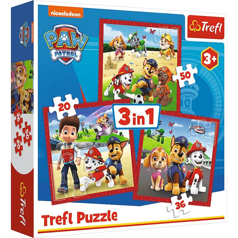 Trefl Puzzle 3 in 1 Happy dogs Paw Patrol 34867