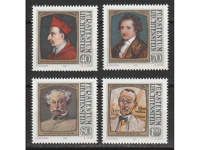 Lihtenštajn-1981-Famous Visitors to Liechtenstein-MNH