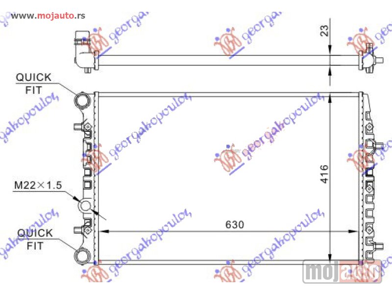 HLADNJAK MOTORA ZA SVE MODELE BENZIN/DIZEL (MAN/AUTO) (+/-AC) (63x41) Vw fox 05-11 -dostupno