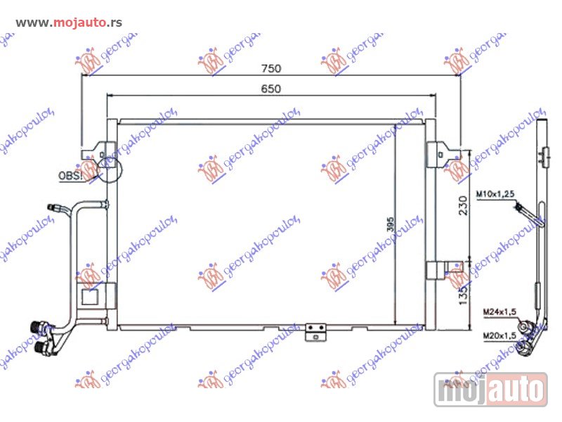 HLADNJAK KLIME 2.5 Tdi DIZEL (590x420x16) 2001- Audi a6 97-04 -dostupno