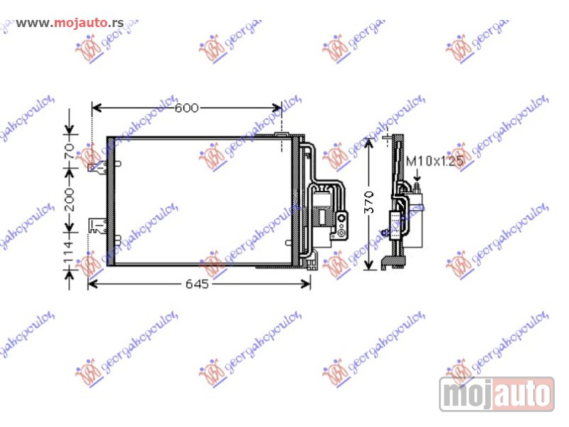 HLADNJAK KLIME (550x380x16) 2004- Opel combo 00-12 -dostupno