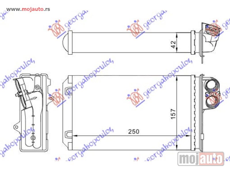 GREJAC KABINE (250x157) 99- (VALEO TIP) (BEZ CEVI) Peugeot 406 coupe 96-05 -dostupno