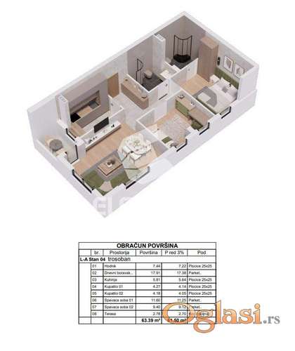 Prodaje se trosoban stan u izgradnji! ID#1056