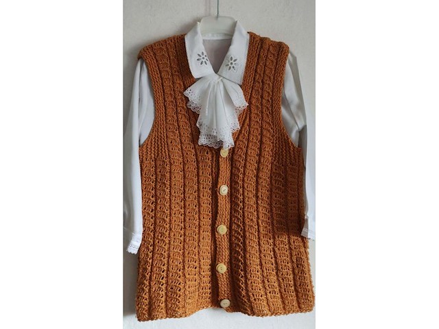 Vintage rucno pleteni prsluk vel.M