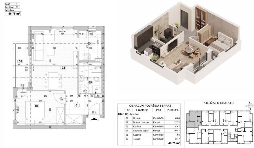 NOVI SAD - TELEP - 46. 75 m2