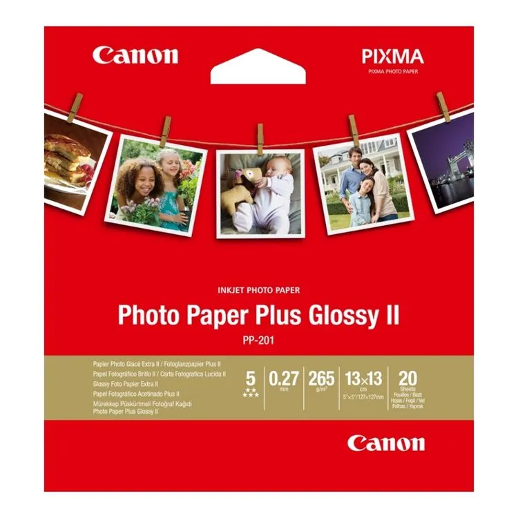CANON PP-201 Glossy II Photo Paper Plus 5x5" Foto papir