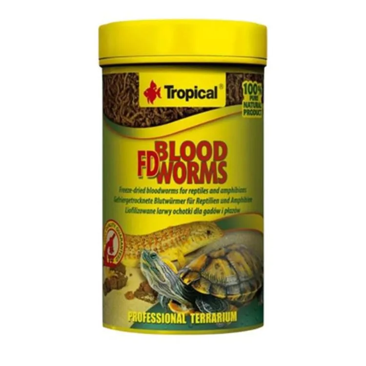 TROPICAL FD Blood Worms Osušeni crvići 7 g Hrana za ribe i gmizavce