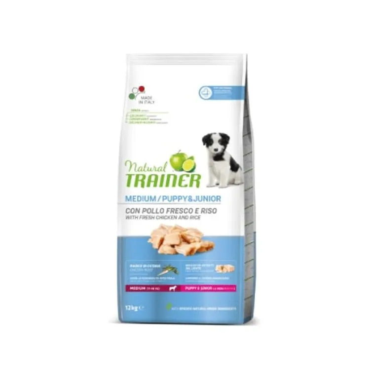 TRAINER NATURAL Puppy & Junior Medium Fresh Piletina 12kg Hrana za pse