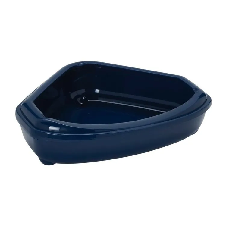 MODERNA Corner Tray + Rim Ugaoni otvoreni toalet za mačke sa ramom Plavi