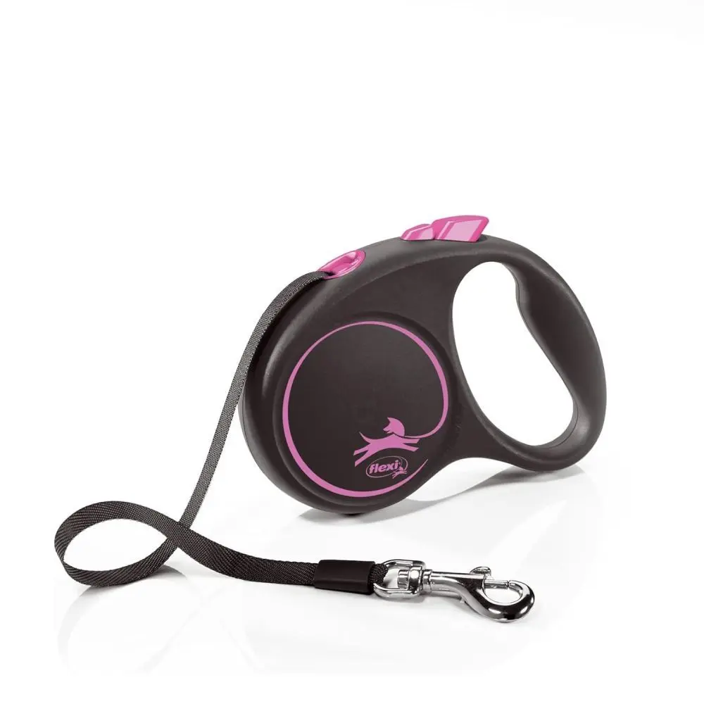 FLEXI Black Design S Tape 5m Povodac za pse Pink