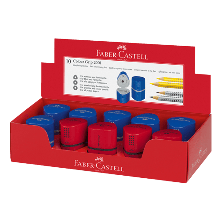 FABER CASTELL Rezač za grafitnu olovku Grip Trio Box 183801 (Crveni/Plavi)