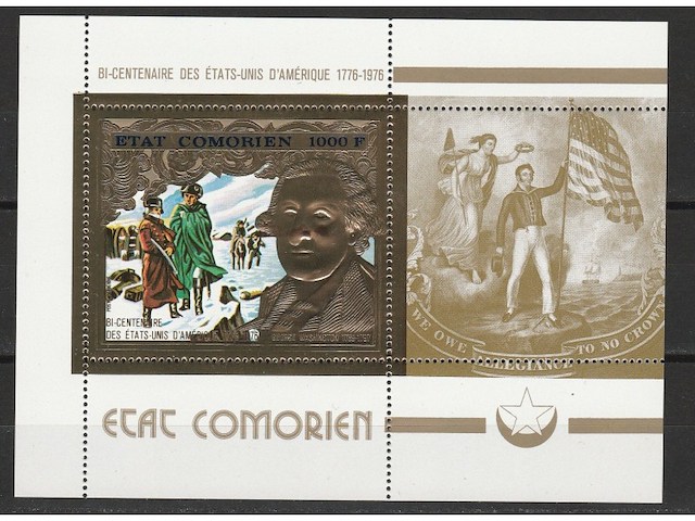 Comoros-1976-George Washington - Zlatna folija - MNH