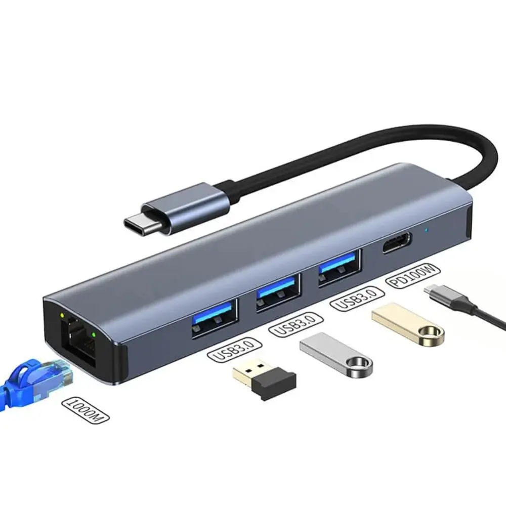 LINKOM USB-C + 3xUSB-A + RJ-45 Multiport hub