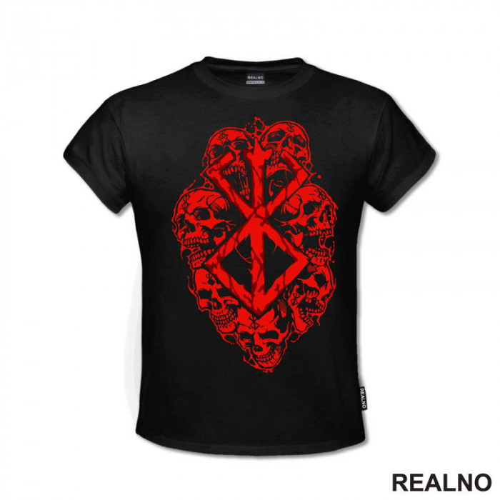 RED LOGO AND SKULLS - BERSERK - MAJICA