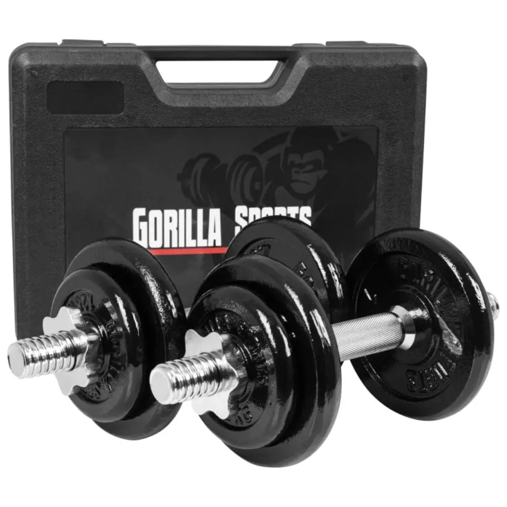 GORILLA SPORTS Kofer sa 2 podesive bučice (20 kg)