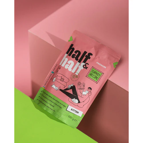 HALF&HALF mesni komadići s ćuretinom u želeu KITTEN, za mačiće , 100g
