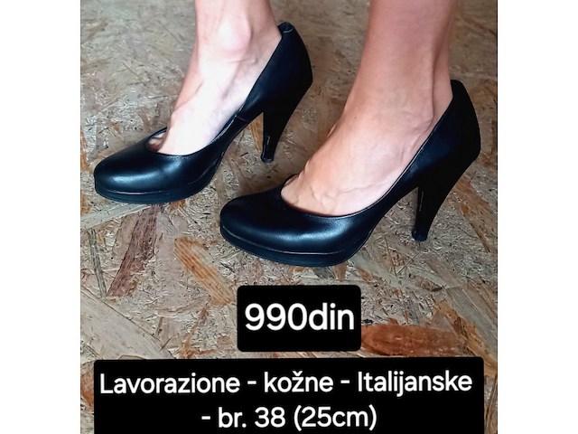 Lavorazione ženske kožne cipele štikle crne br. 38