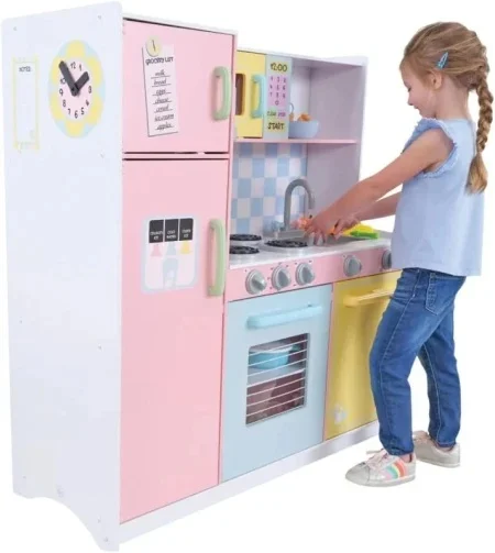 Kinder Home dečija kuhinja, drvena igračka za igranje uloga sa šarenim dizajnom, dimenzije ( TF-5251 )