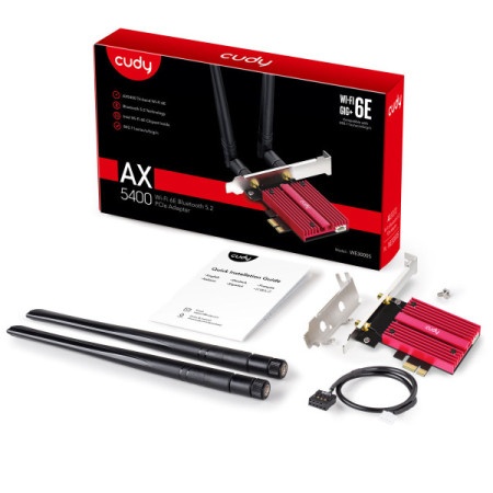 Cudy WE3000S 2.0v AX5400 Wi-Fi 6E Bluetooth 5.3 PCI-E Adapter