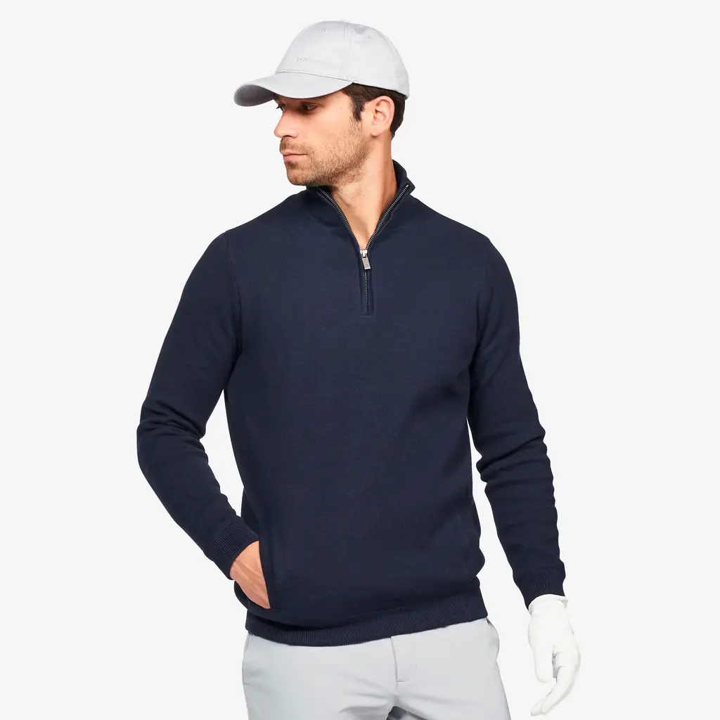MUŠKI PULOVER ZA GOLF MW500 SA KRATKIM RAJSFERŠLUSOM TEGET
