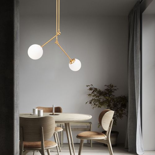 Cambaz - 3452 Gold White Chandelier