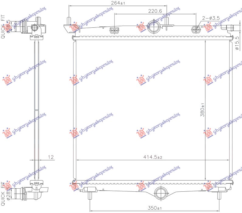 HLADNJAK MOTORA 1.2 BENZIN – 1.5/1.6 DIZEL (MAN/AUTO) (380x414x12) PEUGEOT 208 II (2019-2023) (OEM: 1663937680, 9825332380)