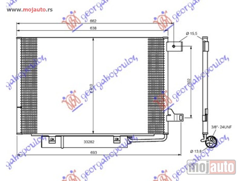 HLADNJAK KLIME BENZIN (600x4100x16) 2 NOSACA Mercedes b class (w245) 08-11 -dostupno