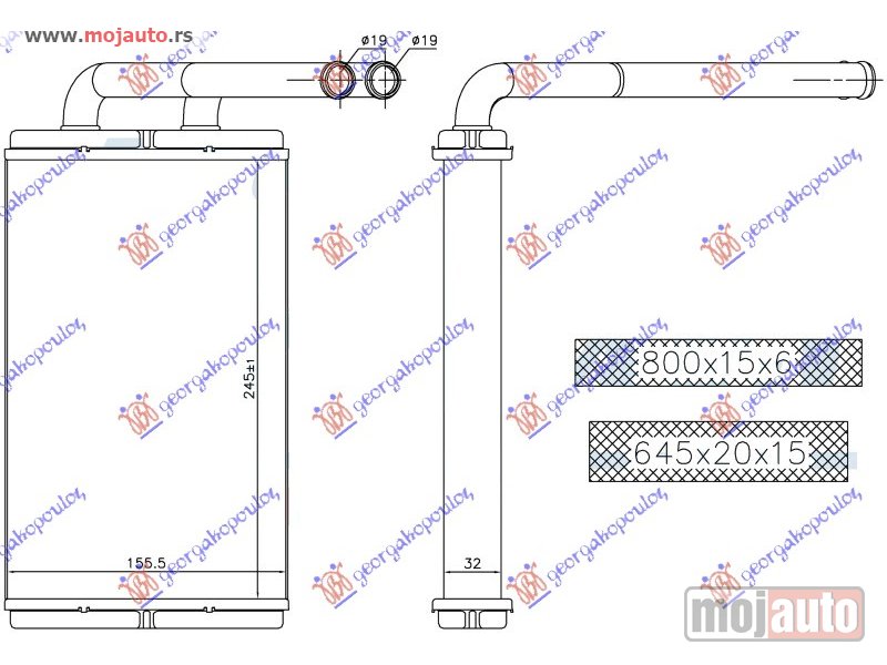 GREJAC KABINE (245x156x32) Chevrolet captiva 07-12 -dostupno