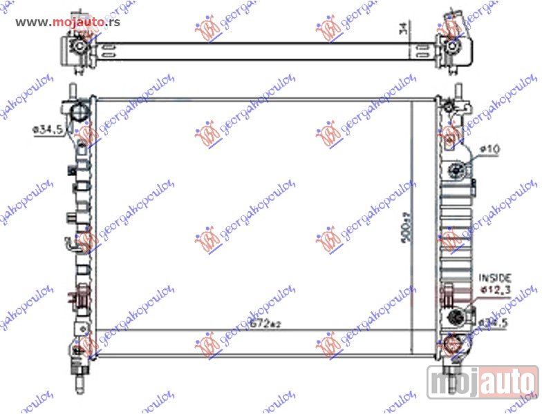 HLADNJAK MOTORA 2.2 TDCi DIZEL (AUTO) (670x500x34) Opel antara 06-15 -dostupno