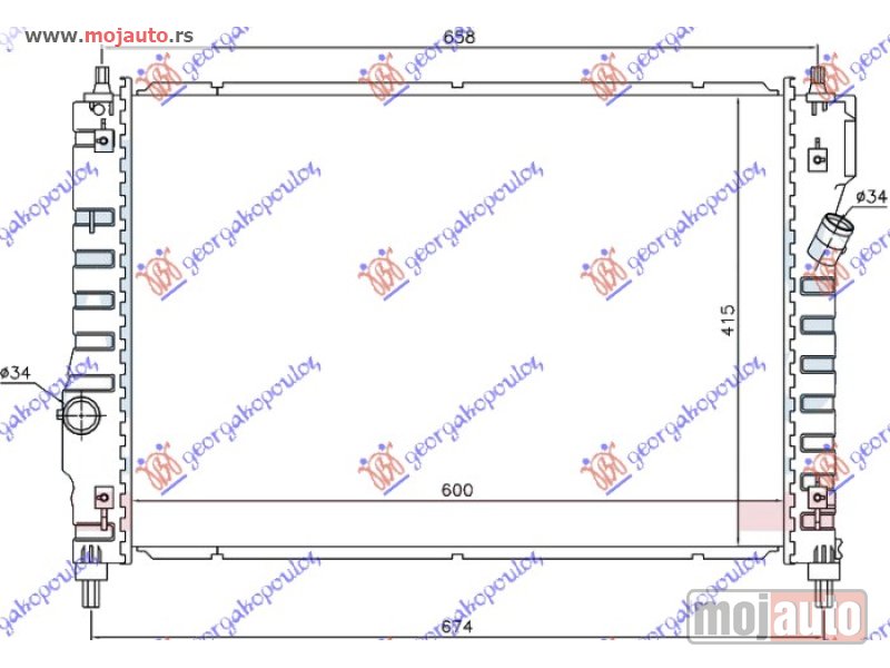 HLADNJAK MOTORA 1.6 16v BENZIN (MAN) (600x415x16) Chevrolet aveo h/b-l/b 08-12 -dostupno