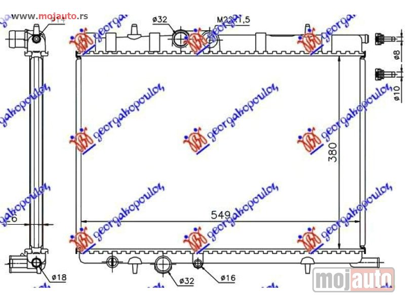 HLADNJAK MOTORA 1.1/1.4i 8V 1.6i 16V (380x550) Peugeot 206 98-09 -dostupno