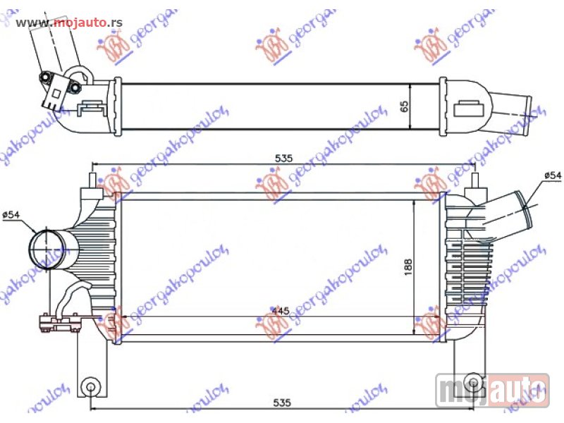 HLADNJAK INTERKULERA 2.5 DCI (44.3x19x64) Nissan p/u (d40) navara 2wd-4wd 05-10 -dostupno