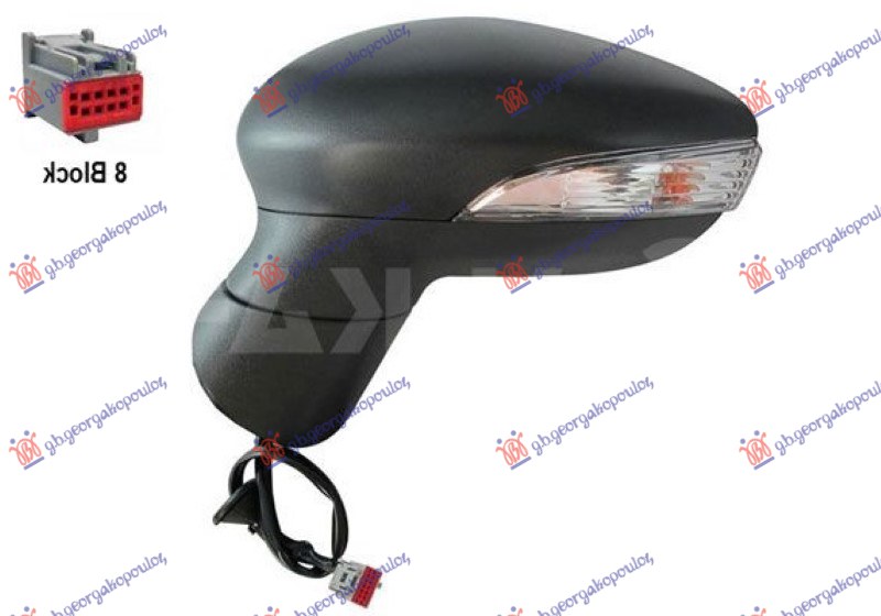 RETROVIZOR ELEKTRICNI (MIGAVAC) (ASFERICNO STAKLO) Leva str. FORD FIESTA (2008-2013) (OEM: 1514085, 1542172, 1547274)