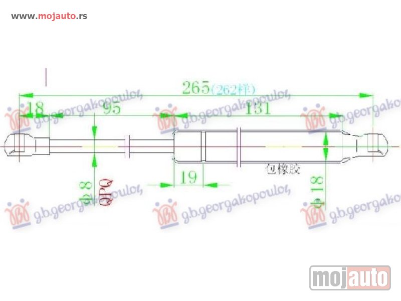 AMORTIZER GEPEK VRATA (265L-370N) Alfa romeo 156 03-05 -dostupno